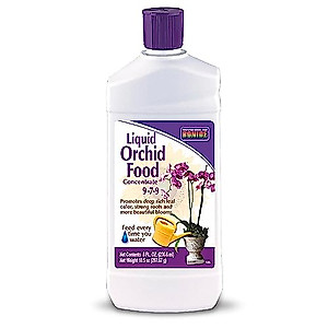 Bonide Liquid Orchid Food 9-7-9, 8 oz Concentrate Liquid Fertilizer for Strong Roots & Blooms, Use When Watering