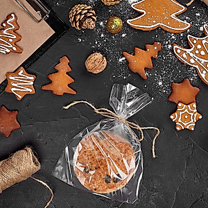 100 Pcs 7 in x 5 in(1.4mil.) Clear Flat Cello Cellophane Treat Bags Good for Bakery, Cookies, Candies,Dessert with random color Twist Ties!