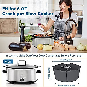 Dompion Silicone Slow Cooker Liners, Reusable 2 Divider Insert Fits for Crock-pot Oval 6 QT Slow Cooker, Dishwasher Safe, Easy Cleanup, Food-Grade BPA Free Cooking Liners for Most 6 QT Slow Cooker