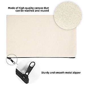 Legigo 10 Pack Blank DIY Craft Bag Canvas Pencil Case Blank Makeup Bags- Beige Canvas Pencil Pouch Bulk Canvas Cosmetic Bag Multi-Purpose Travel Toiletry Bag Canvas Zipper Bags (8.3 × 5 Inch)