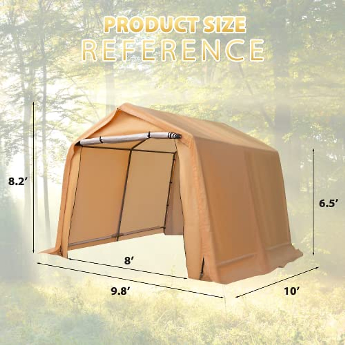 MELLCOM 10x10 ft Outdoor Storage Shelter - Heavy Duty Portable Garage, Tool Shed, Carport - Ideal for Bikes, Motorcycles, and Outdoor Tools - Beige
