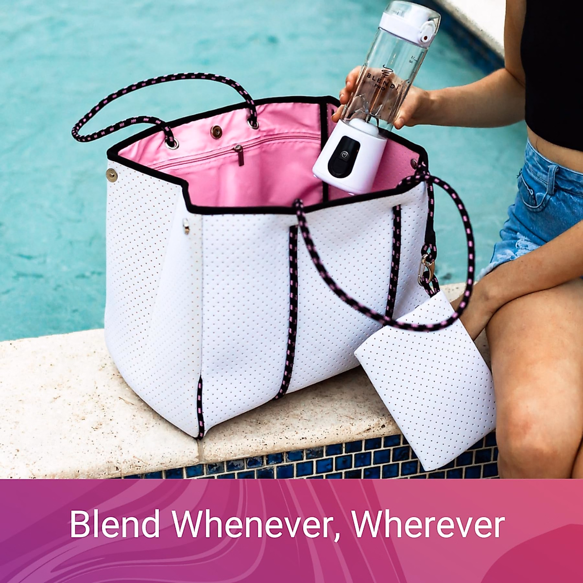 Blendi Pro Plus Premium Cordless Portable 17.5oz Rechargeable Blender - Crush Ice, Fruit & Blend Sports Powders in Seconds - Stainless Steel Blades w/High Powered 120W Motor - Gym, Tailgates (White)