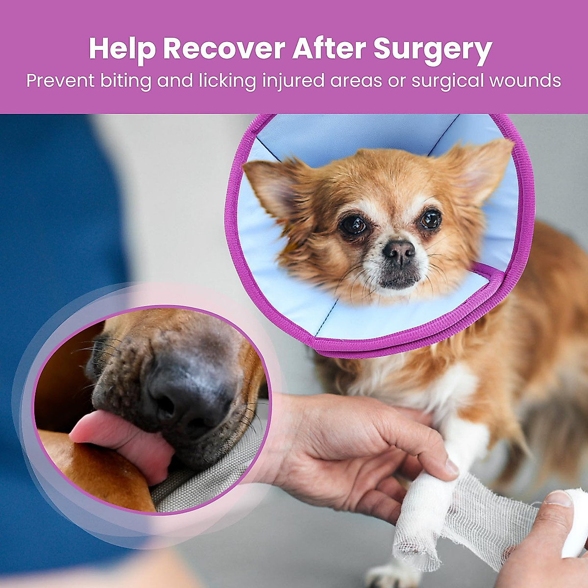 BARKLESS Dog Cone, Soft Cone for Puppies and Cats After Surgery to Stop Licking, Adjustable Elizabethan Collar, Neuter Cone of Shame Alternatives, Lightweight Dog Recovery Collar (Light Blue, S)