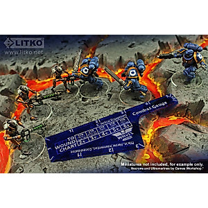 LITKO 5-inch Double-Sided Combat Gauge | Compatible with Warhammer 9th Edition | Wound Chart | WH40K | WHv9 (Transluscent Blue)