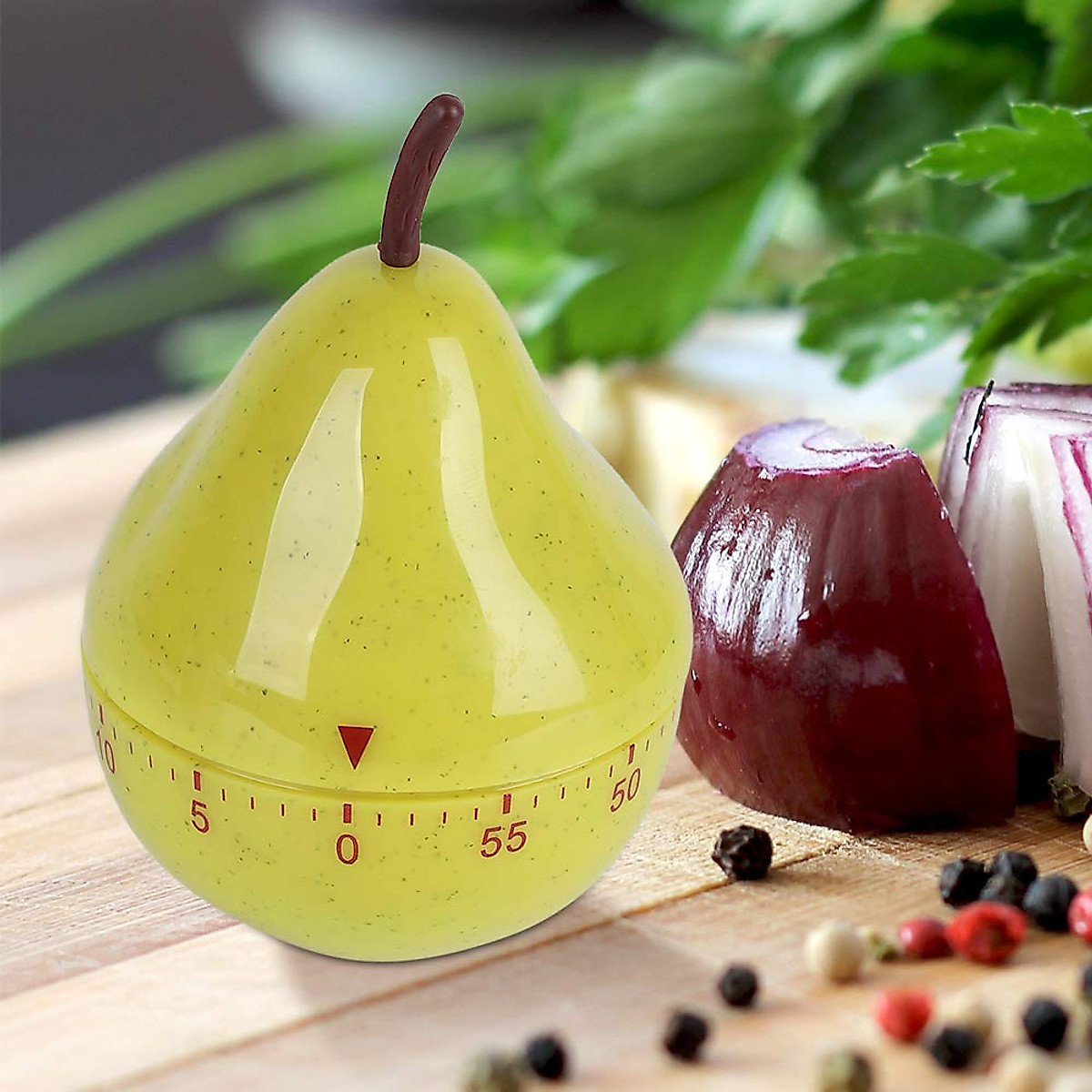 Cute Timers, 2pcs Kitchen Timers for Cooking, 60minutes Mechanical Cooking Timer Mini Pear Fruit Shape Kitchen Timer Cartoon Reminder Alarm Clock Time Manager for Learning Baking Exercise