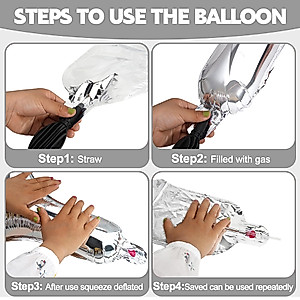 LIOZEOKUN Happy Birthday Balloon Letters 16 inch Mylar Foil Birthday Balloons Banner Sign for Birthday Party Decorations Supplies (Silver)