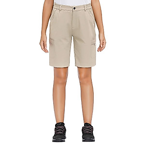 Libin Women's Lightweight Hiking Shorts Quick Dry Cargo Shorts Summer Travel Golf Shorts Outdoor Water Resistant Khaki L