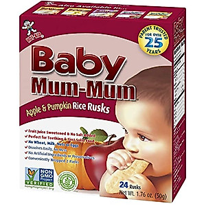 Peaceful Squirrel Variety, Hot-Kid Baby Mum-Mum Rice Rusks Variety Pack of 6 (Organic Original, Banana, Vegetables, Apple & Pumpkin, Carrot & Sweet Potato, Blueberry & Goji) - 1.76 Ounce
