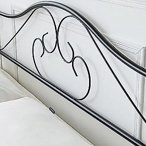 Heavy Duty Metal Platform Bed Frame Queen Size Black Bed Frame with Headboard and Steel Slats Mattress Foundation No Box Spring Needed