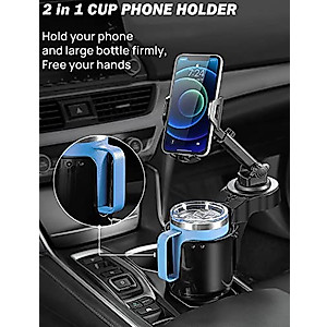 JOYTUTUS Cup Holder Phone Mount for Car, Car Cup Holder Cellphone Holder for Car, Large Car Cup Holder Adapter Long Arm with 360 Degree Rotation, Compatible with iPhone, Samsung & All Smartphones