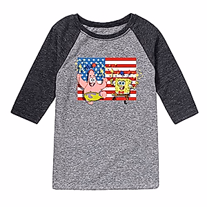 HYBRID APPAREL - Spongebob Squarepants - Patrick Sparkers Flag - Toddler & Youth Raglan Graphic T-Shirt - Size 3T