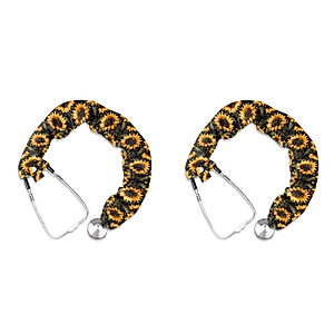 Gomyblomy Sunflower Stethoscope Cover 2 Pcs Stethoscope Sleeve Floral Stethoscope Cover Sleeve Doctor Nurse Gifts for Women Stethoscope Accessories, Universal Fit