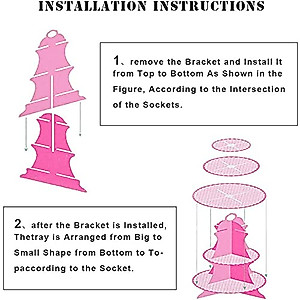 3-Tier Cardboard Cupcake Stand/Tower, Flyome Round Dessert Tree Display Holder Universal for Thanks Giving, Christmas, Weddings,Birthdays, Parties, Pink/Gold