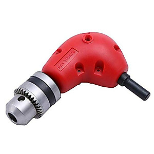 Maizoon Right Angle Drill Attachment 0.8-10mm 90 Degree Round Shank Right Angle Bend Extension Accessory Corner Three Jaw Chuck Narrow Space Repair Tool With 9.5mm 3/8" Shank, DZ04B