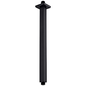 Anpean 16 Inch Square Ceiling Mounted Shower Arm and Flange, Matte Black