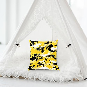 XMNYGJ Yellow Camo Throw Pillow Covers 16 x 16 Inch Decorative Square Cushion Case Soft Cozy Modern Pillowcase for Couch Sofa Bed Living Room Home Decor