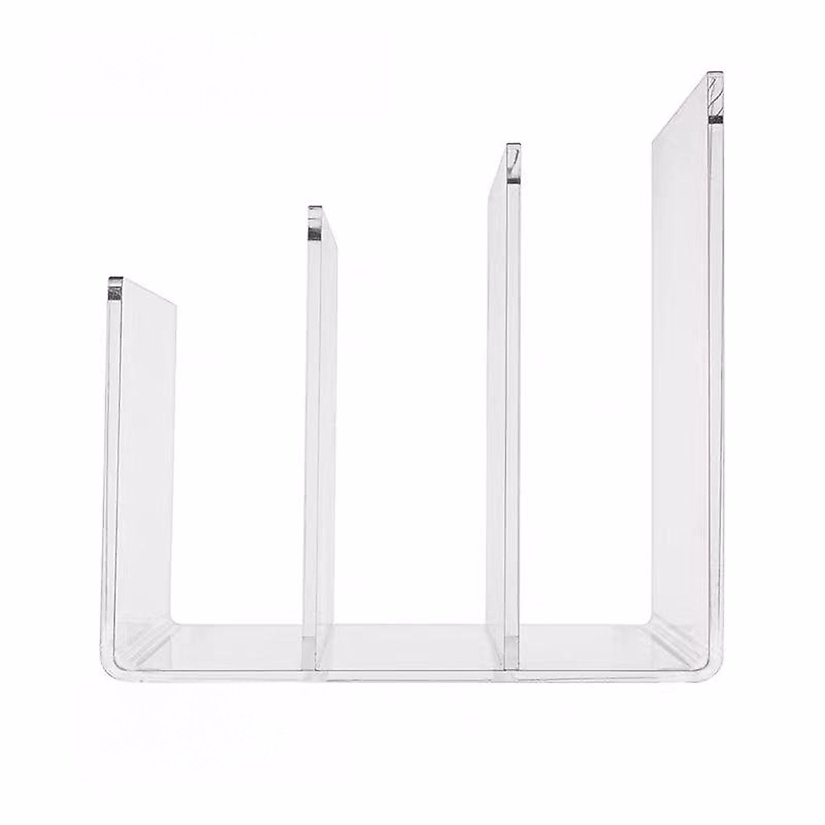 Clear Acrylic File Sorter, 3 Sections Desk Plastic File Folder Rack, Clear Office File Organizer for Document Paper Letter Book Envelope Laptop Makeup Eye Shadow Palette Mail Electronic Purse