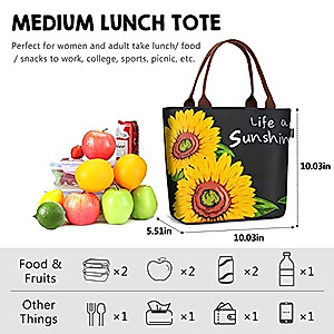 Gloppie Lunch Bag Women Insulated Womens Lunch Bag for Work Leakproof Lunch Tote Sunflower Adults Lunch Box Purse Reusable Lunch Cooler Bag Loncheras para mujer 9L