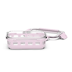 Ello DuraGlass Glass Food Storage Containers - Meal Prep Container with Silicone Sleeve and Airtight Durable Tritan Lid, 1.75 Cup, Cashmere Pink