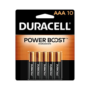 Duracell Coppertop AAA Batteries with Power Boost Ingredients, 10 Count Pack Triple A Battery with Long-lasting Power, Alkaline AAA Battery for Household and Office Devices
