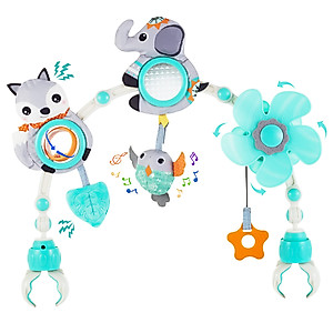 Lynncare Adjustable Arch Bassinet Toys for Infant & Toddlers, Stroller Arch, Baby Crib Toys with Fascinating Toys for Stimulating Baby’s Senses and Developing Motor Skills