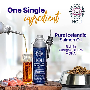 HOLI Salmon Oil for Dogs Skin and Coat | Icelandic Fish Oil for Cats & Dogs | Omega 3 EPA + DHA Supports Joint Mobility, Immune & Heart Health