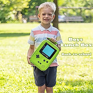ONTESY Game Console Lunch Box Leather Reusable Lunch Bag Waterproof Thermal Insulated Mini Cooler for Boys Girls Kids Toddlers Teens for Picnic School Daycare (Green)