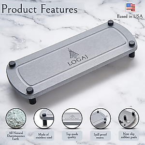 LOGAJ Instant Dry Sink Organizer Diatomaceous Earth Water Absorbing Stone Tray For Sink Fast Drying Stone Sink Caddy Bathroom Sink Caddy Drying Stone For Kitchen Counter Water Absorbent Stone For Sink