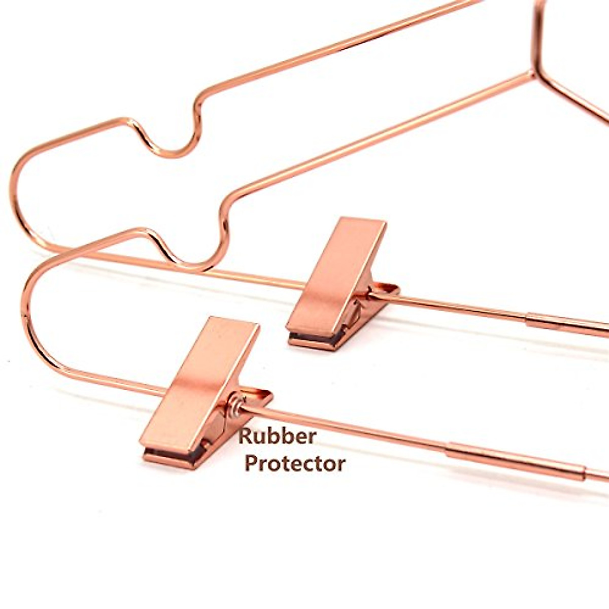 Koobay 16.5" Adult Rose Gold Metal Wire Clips Clothes Hangers, 25 Pack, Shiny Wire Clips Coat Suit Clothes Hangers Storage
