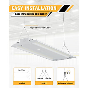 JC-LGL 210W LED Linear High Bay Light with PIR Sensor，LED High Bay Shop Lights Fixture, Compatible with Industrial 120-277V, LED Linear High Bay Light for Shop Garage Warehouse