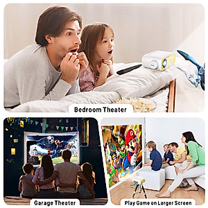 Mini Projector, ELEPHAS Portable Projector for iPhone 1080P Supported, Video Smart Led Pocket Small Home Phone Projector for Bedroom with Laptop HDMI USB TV AV Interfaces and Remote to Watch Cartoon