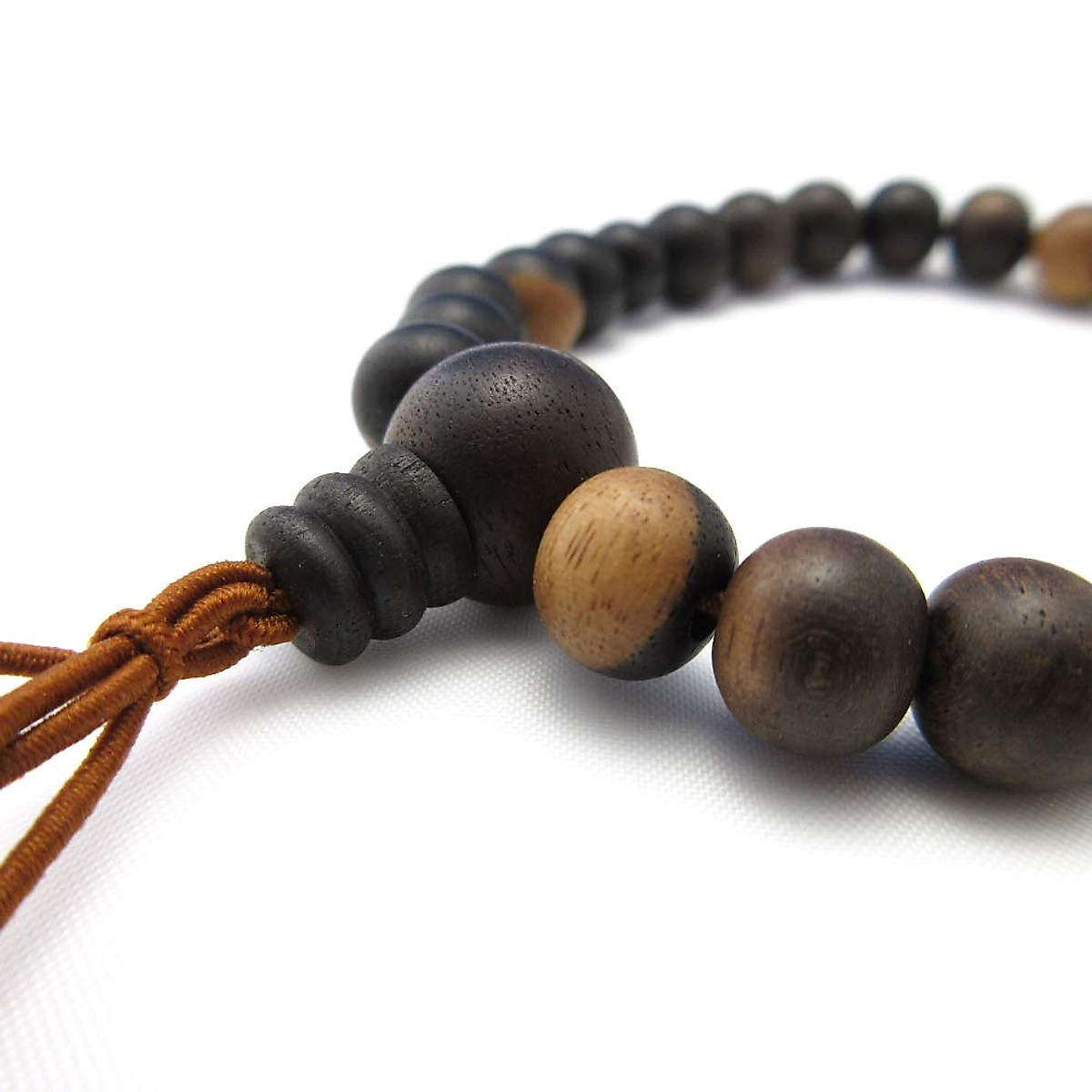京都あさひ屋 Black Persimmon Wood Bracelet Japanese Kaki Juzu Rosary Prayer Beads Jewel Handmade Kyoto Meditation Chakra Mala Beads (8.0mm)