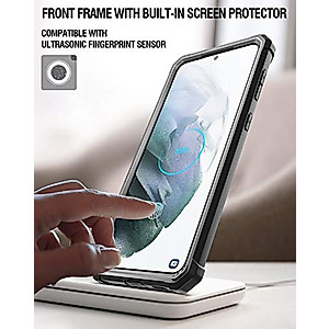 Poetic Guardian Case Designed for Samsung Galaxy S21 5G 6.2 inch, Built-in Screen Protector Work with Fingerprint ID, Full Body Hybrid Shockproof Bumper Cover Case, Black