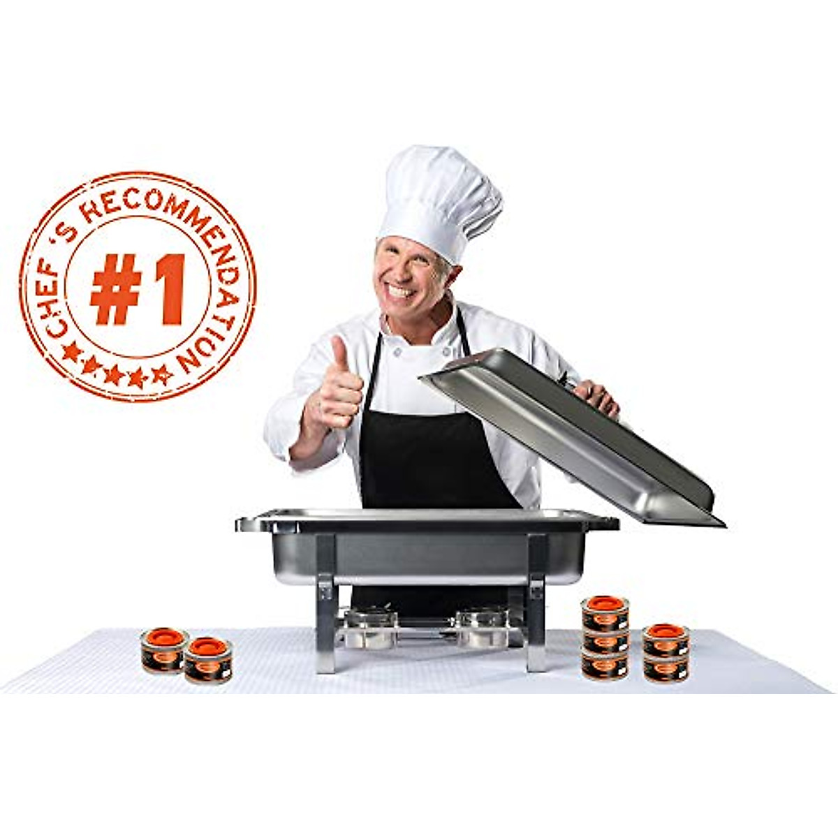 4 Hour Liquid Cooking Chafing Dish Fuel Cans, Food Warmer Heat for Buffet Burners, Parties, Weddings, Banquets, Catering Events, Bulk, Easy to Open, Resealable Covers (6)