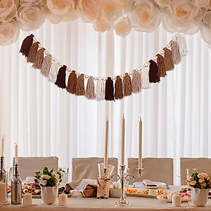 GIAUMA Brown Yarn Boho Tassel Garland Terracotta Rainbow Bunting Banner Wall Hanging Western Decor for Nursery Classroom Back to School Party Kids Bedroom Dorm Room Birthday Baby Shower Office