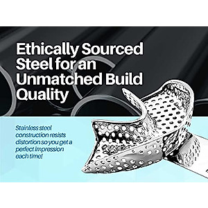 Dental Anti Gag Reflex Impression Trays Plasma Coated Perforated Stainless Steel Quick Cleaning Dentures Orthodontics by Artman Set of 5