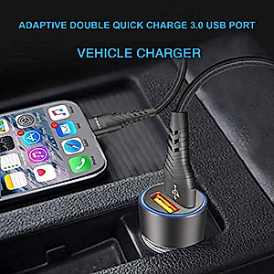 USB Car Charger,36W Dual Quick Charge 3.0 Car Adapter for Moto G Power/G Stylus 2022 2020 2021,G Fast/G Play/G100/G Pure,Edge Plus,Motorola One 5G Ace/Fusion+,G7 G8 Play Power,Z4 Z3,6ft Type C Cable