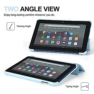 Case for Amazon HD Fire 7 Tablet 12th Generation 2022 Released, Soft Comfortable Case, Ultra Slim Lightweight Trifold Stand Cover with Auto Sleep/Wake (Lake Blue)