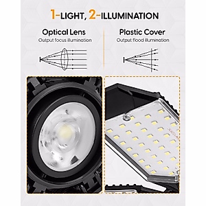 Adiding LED Garage Light 2 Pack Super Bright LED Workshop Ceiling Basement Lighting Fixture Srew in E26 E27 Bulb Socket with Adjustable Spotlight and 6 Deformable Panels for Warehouse Attic Cellar