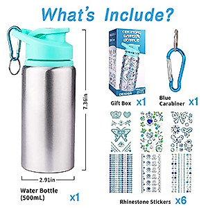 Gift for Girls, Decorate Create Your Own Water Bottle Kits for Girls, Girls DIY Arts and Crafts Kits Supplies Toys for Children Ages 4-6-8-12, Birthday Valentines Gifts for Kids Daughter Gift Ideas