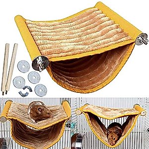 FunMove Hamster Hammock House Mouse Rat Hanging Swing Warm Bed Small Pet Animal Double Layer Cage Tent Hut Nest for Mouse Rat Hamster Playing Sleeping