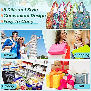 15 Pack Reusable Grocery Bags 50LBS Foldable Grocery Shopping Bags Nylon Tote Washable Bag with Handles Large Waterproof Tote (Plant Style)