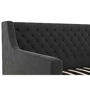 DHP Jordyn Diamond Tufted Upholstered Daybed/ Sofa Bed, Twin Size Frame, Gray Velvet