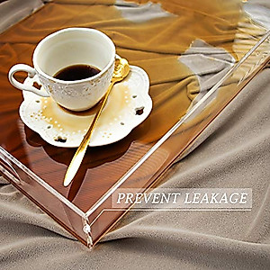 Yestbuy 12x 20 Clear Acrylic Tray, Premium Acrylic Serving Tray, Modern Acrylic Rectangular Trays - Spill Proof, Trays for Coffee Table, Bathroom, Kitchen, Office (12" x 20")…