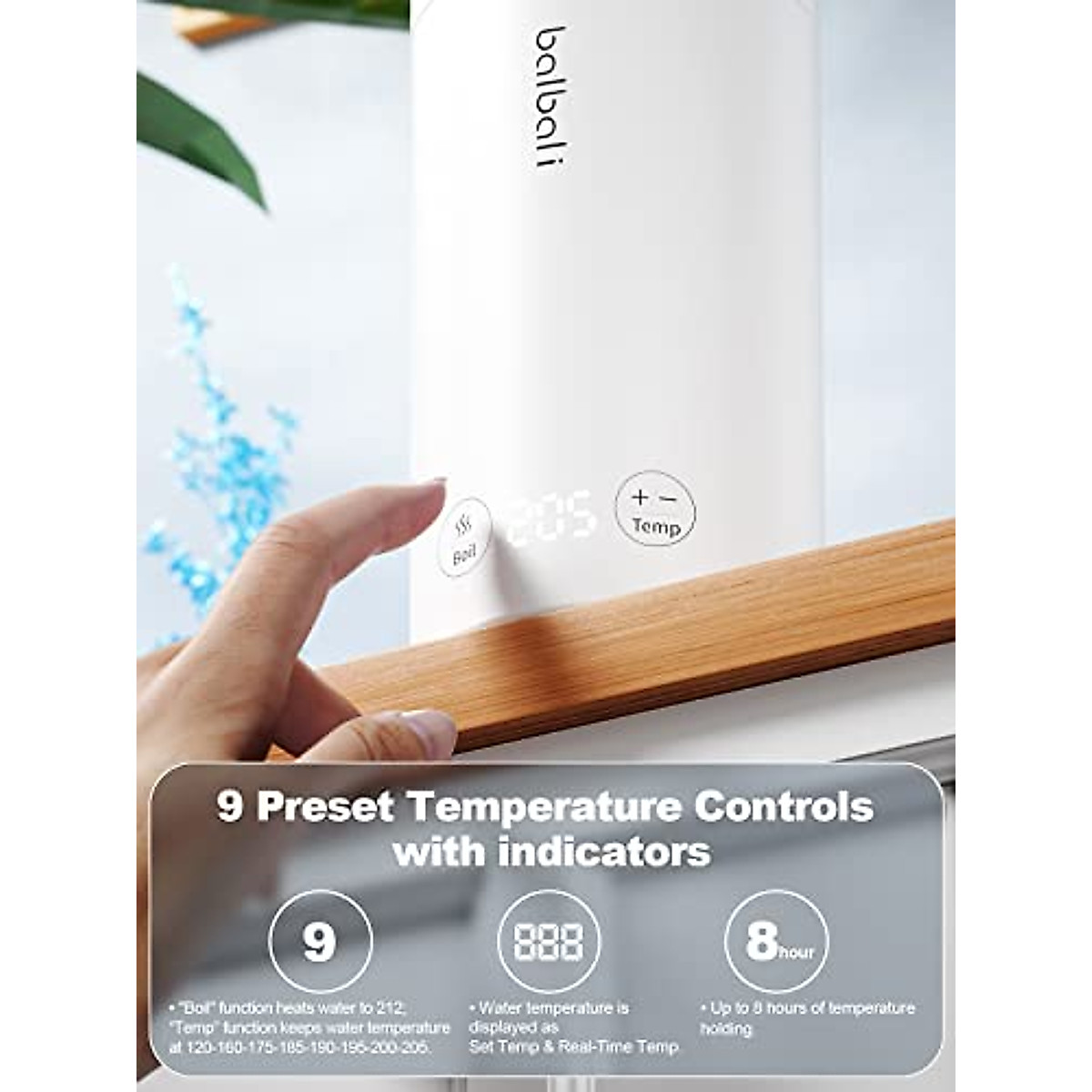 balbali Travel Kettle Electric Small 9 Preset Temp - Portable Kettle for Travel - Mini Hot Water Boiler/Maker/Warmer/Heater for Tea - Small Size One Cup Bottle/Thermos for Boil Water Single/Personal