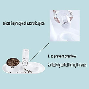 Tfwadmx Rabbit Double Bowls Bunny Automatic Water Dispenser Detachable Plastic Bottle Adjustable Titled Neck Protection Food Feeder for Chinchilla Cat Puppy Squirrel and Other Small Animals