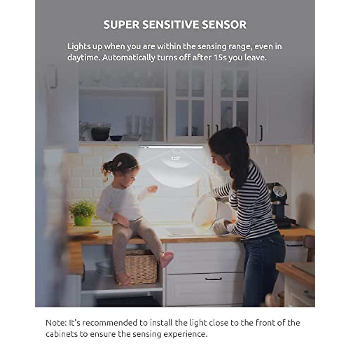 Pluralla Closet Light Rechargeable, 41 LED Under Cabinet Light with Motion Sensor, Magnetic Wireless Light Fixtures, 3 Colors Dimmable Under Counter Night Light for Kitchen/Wardrobe/Stairway - 2 Pack