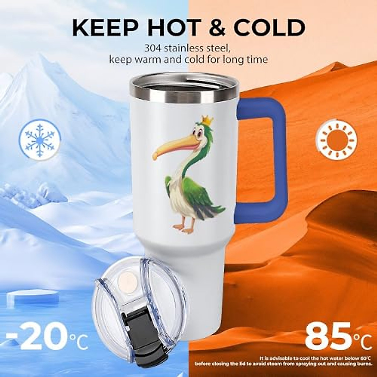 King Pelican Insulated Tumbler with Lid And Straw Stainless Steel Travel Coffee Mug 40oz Deep Blue-style