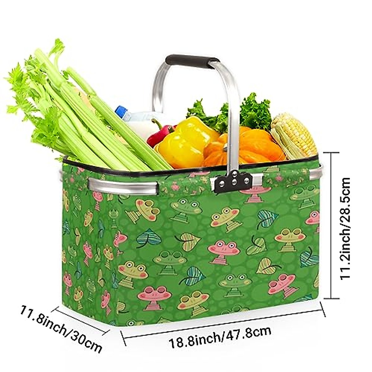 Tavisto Childish Frog Versatile and Durable Reusable Grocery Tote Bag - Spacious and Foldable with Fun Print Designs - Perfect for Shopping, Picnics, and Storage