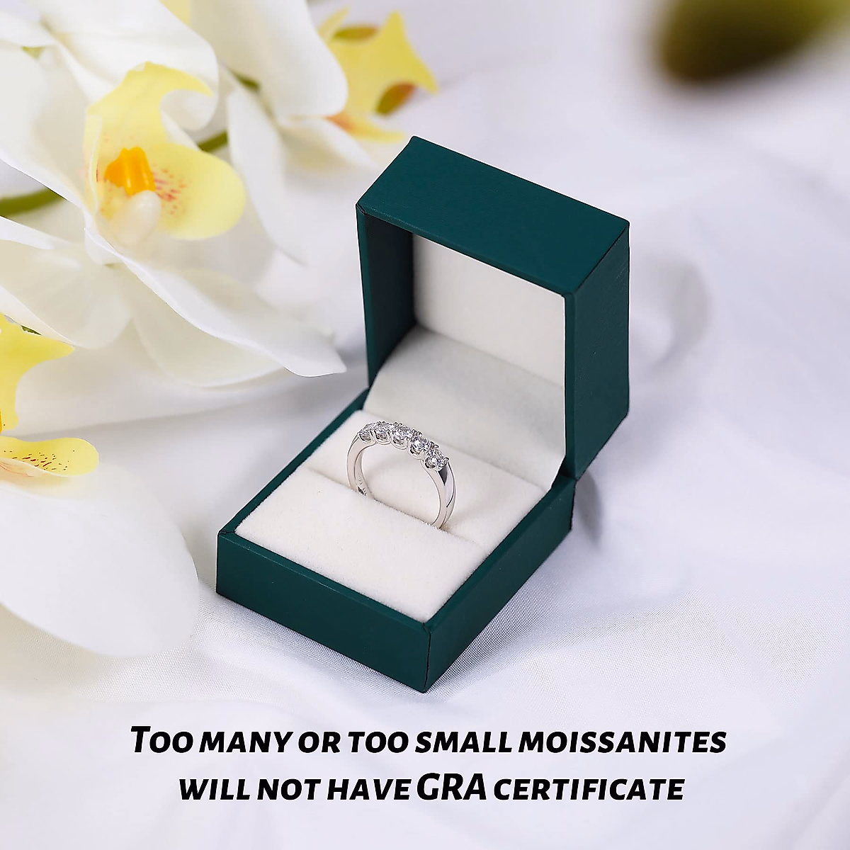 Hitlinker Moissanite Wedding Band for Women S925 Sterling Silver 5 Stone Rings 1ct Lab Created Diamond Rings Half Eternity Band Stackable Band Ring for Women Anniversary Ring Size 7